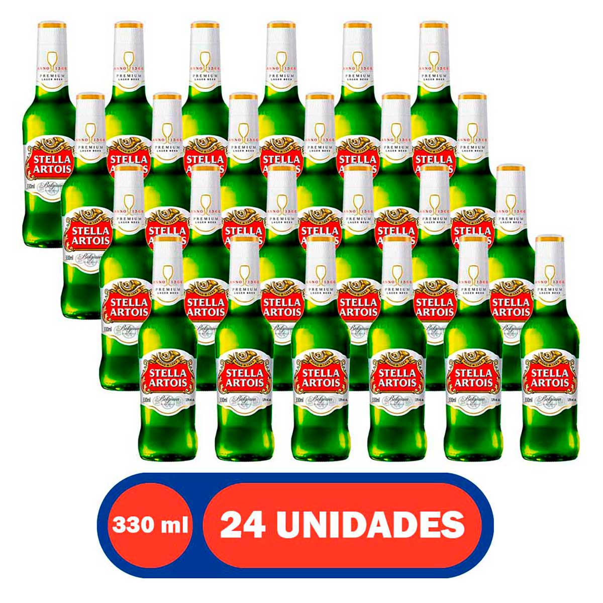 Cerveja Lager Premium Puro Malte Stella Artois Garrafa 330 Ml 24