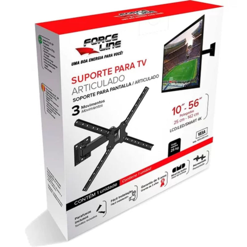 Suporte Articulado para Tv 10 a 56 Polegadas com 3 Movimentos Force ...
