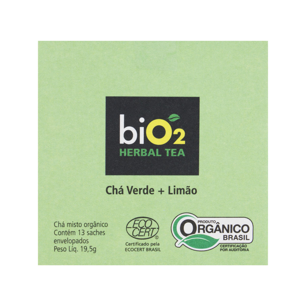 Chá Verde e Limão Orgânico biO2 Herbal Tea Caixa 19,5g 13 Unidades ...