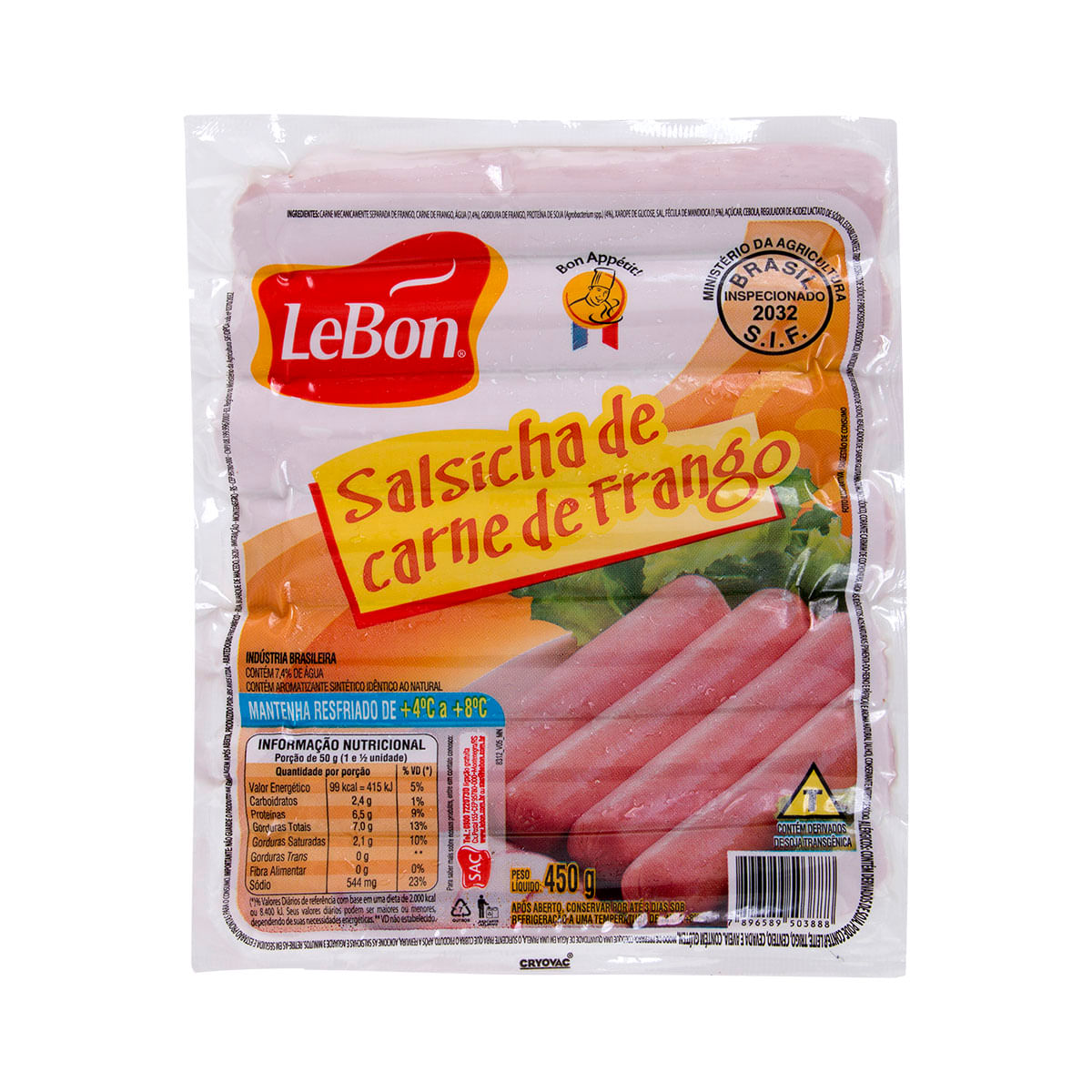 Salsicha de Carne de Frango Lebon 450g | Carrefour