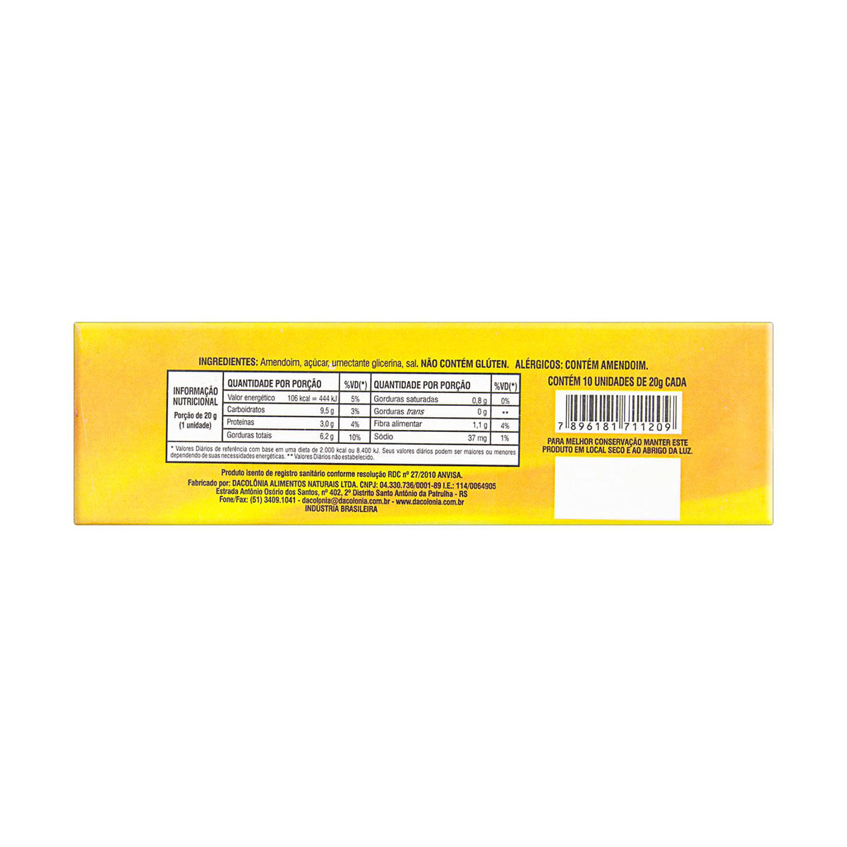 Paçoca Tradicional DaColônia Caixa 200g 10 Unidades - Carrefour