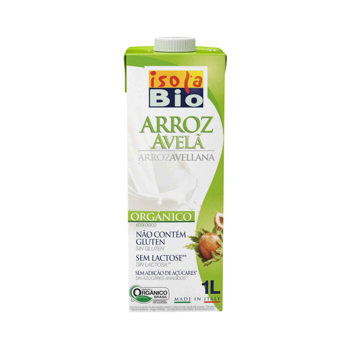 Bebida Vegetal De Arroz Sem Lactose Zero Açúcar Uht Sabor Avelã Isola