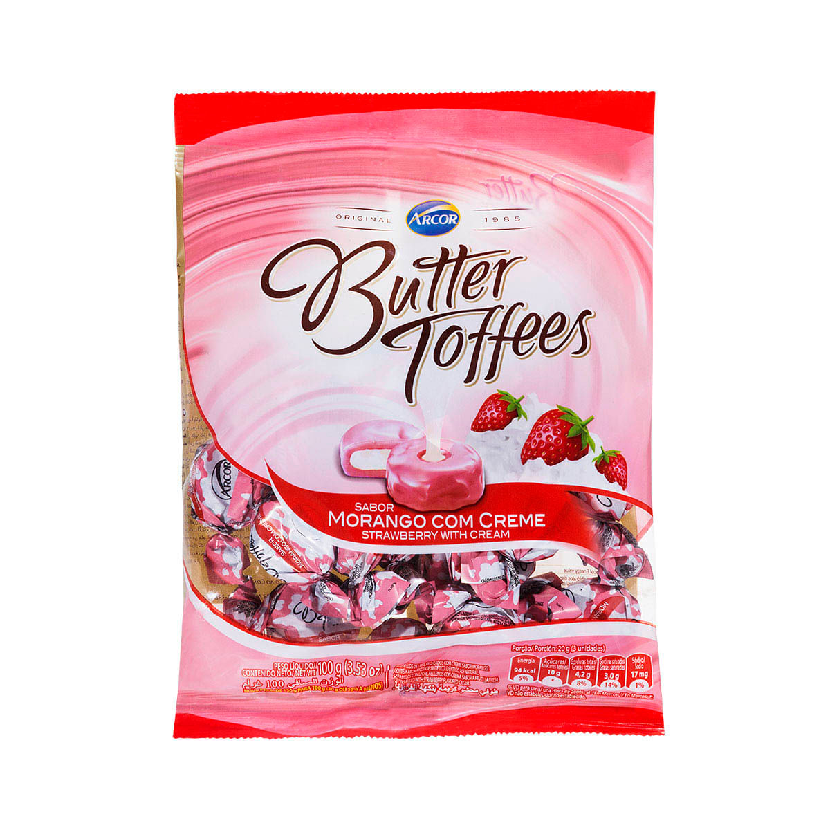Bala Butter Toffees Morango com Creme 100g | Carrefour